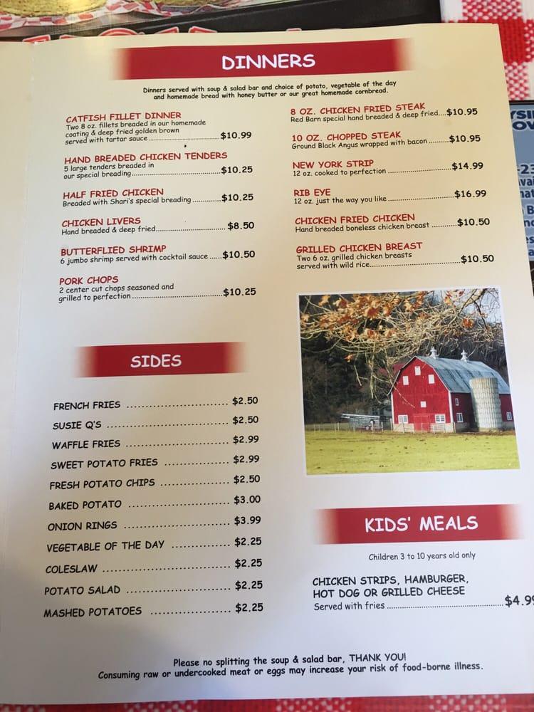 Menu at Red Barn Cafe, Mount Vernon, 107 W Mt Vernon Blvd