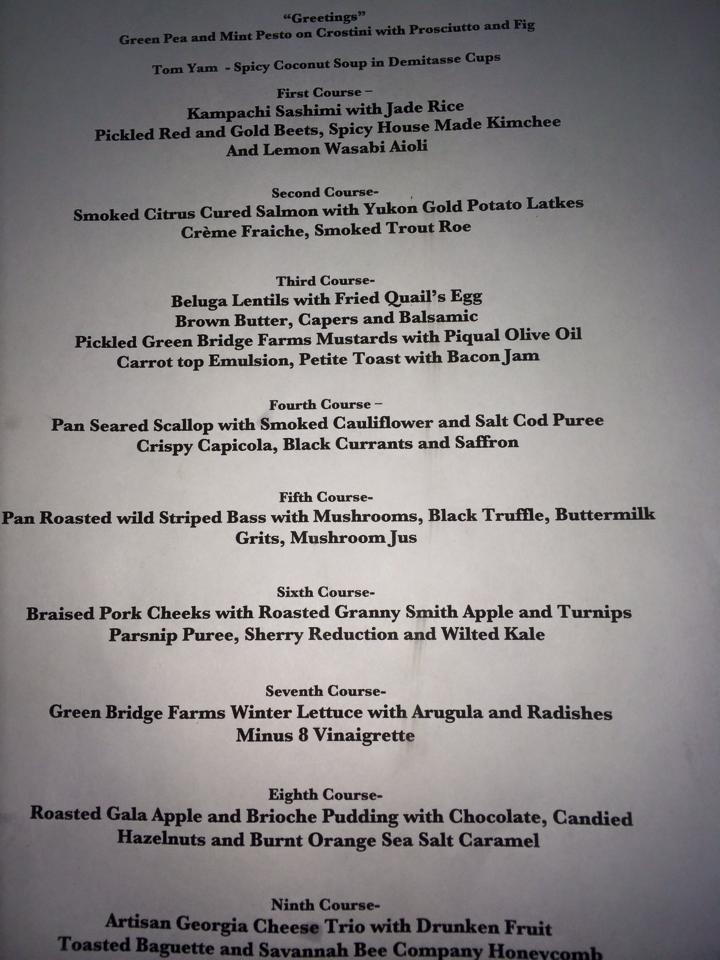 Menu at The Laughing Boar restaurant, Savannah