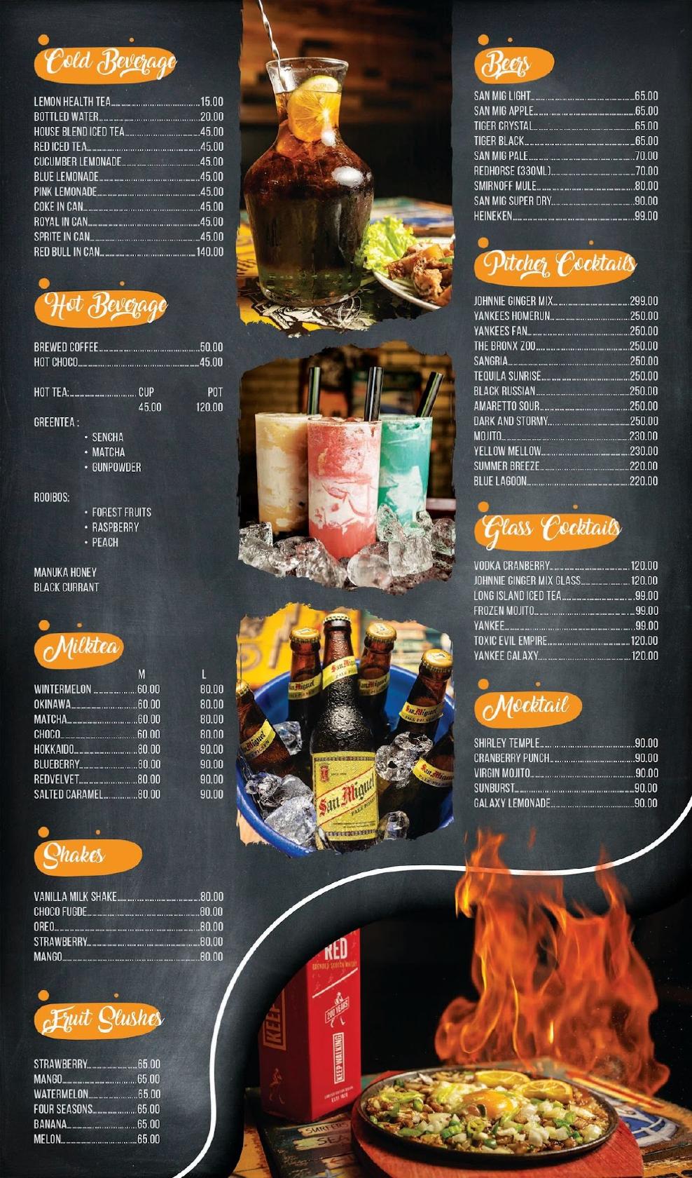 Menu at Yankees Restobar, Baguio