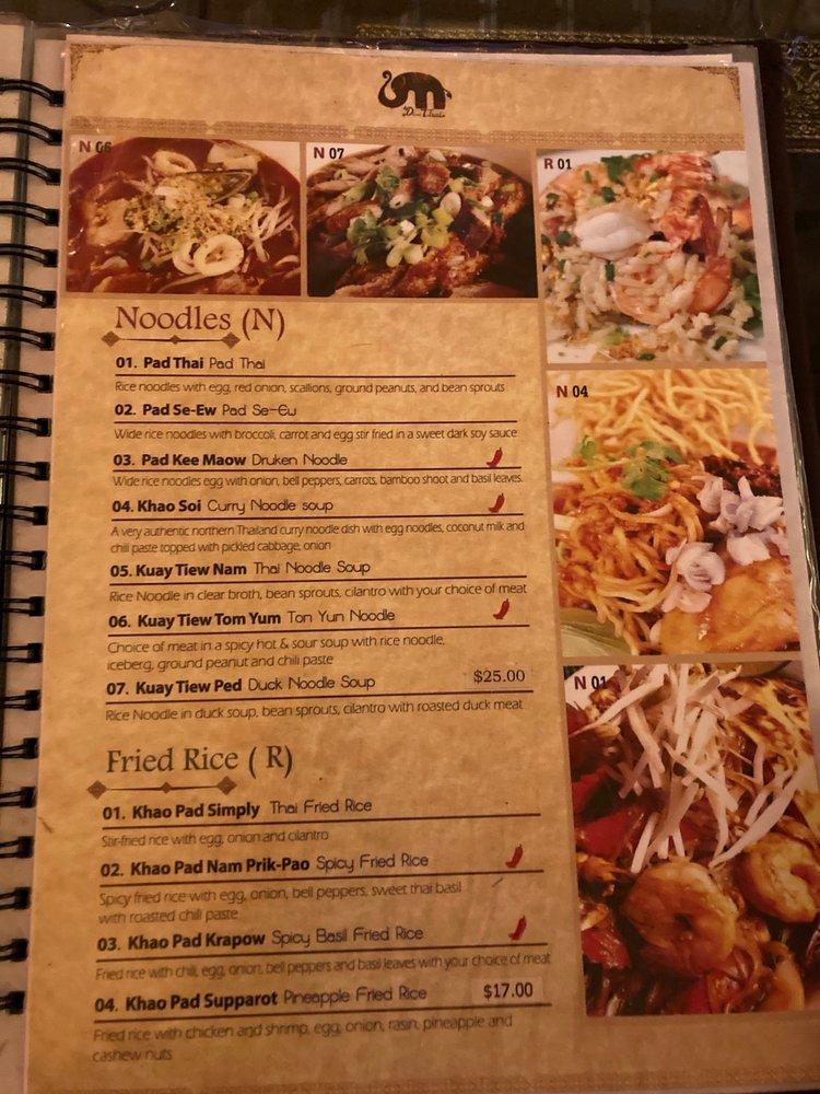 Menu at Dusit Thai Cuisine restaurant, Newport