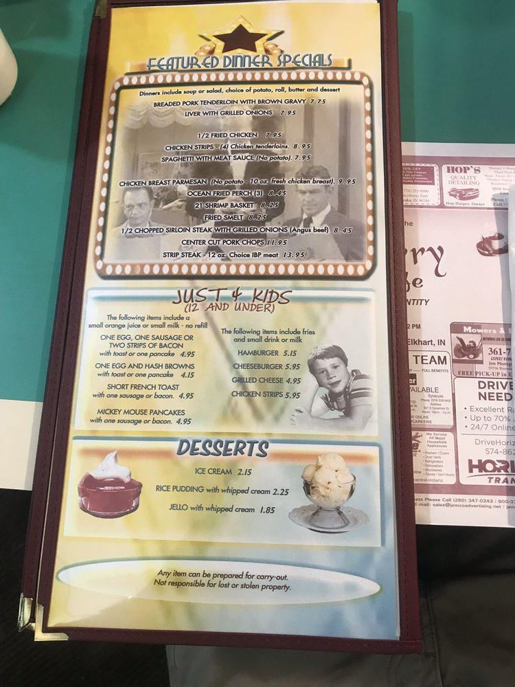 Menu at Mayberry Cafe, Elkhart