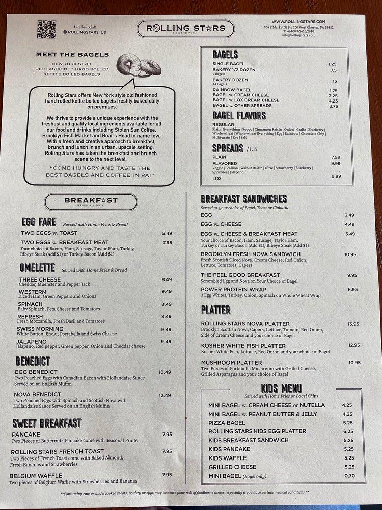 Carta del restaurante Rolling Stars, West Chester