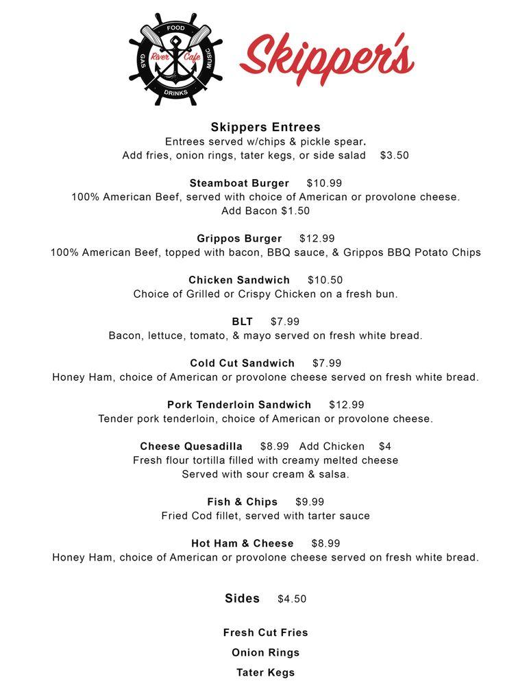 Menu at Skippers River Cafe, New Richmond