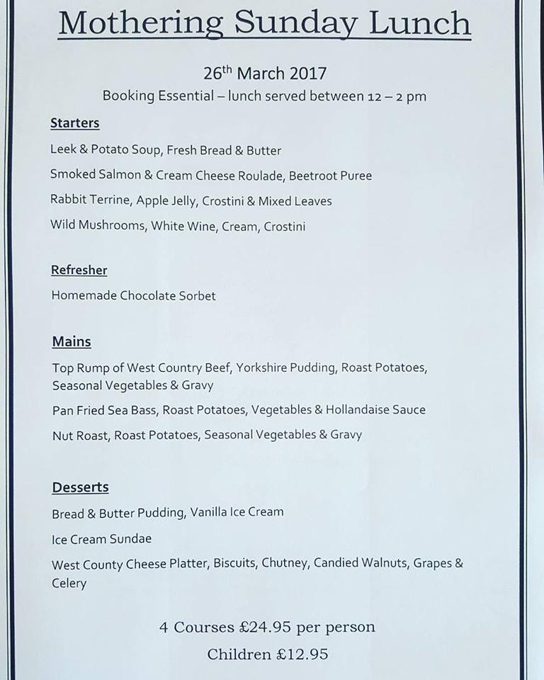 Menu at The Olive Tree Restaurant, Exeter