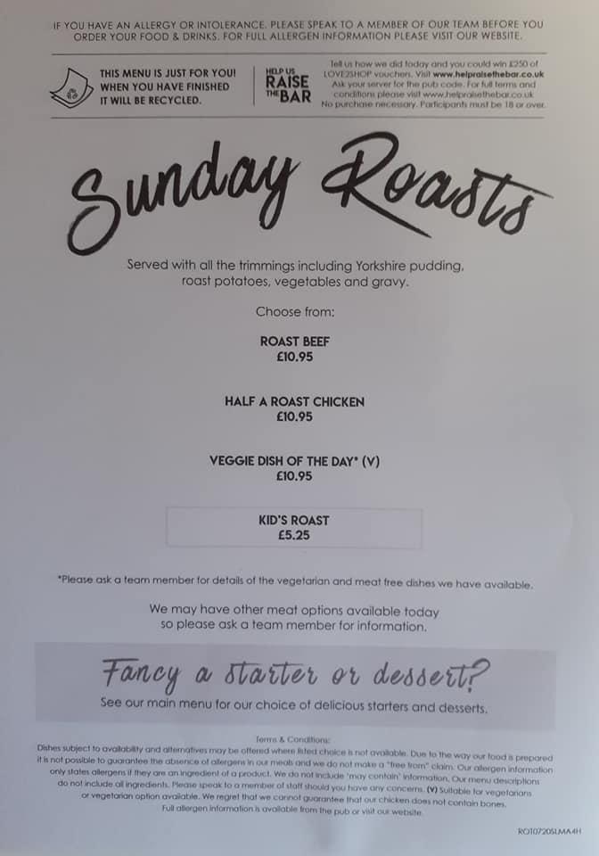 Menu at Copt Oak pub & bar, Markfield