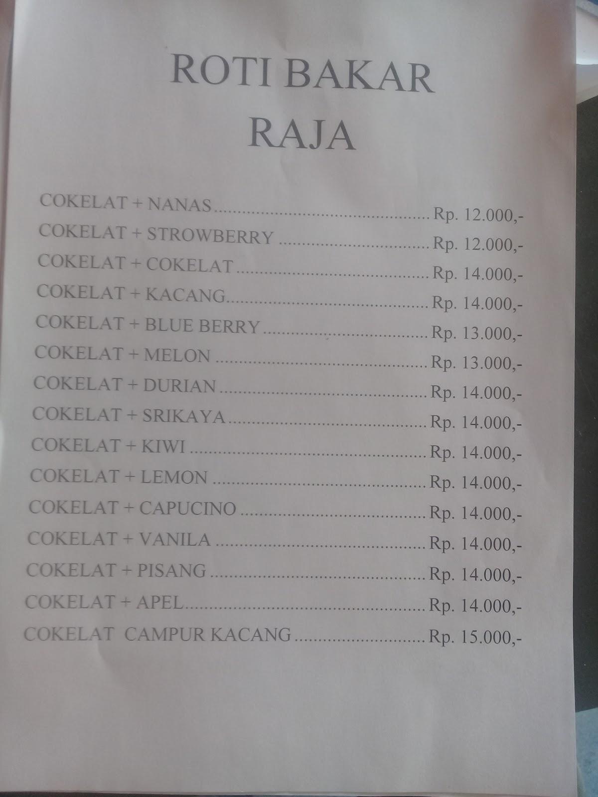 Menu at ES Kelapa MUDA Raja Dan Roti Bakar Raja restaurant, Yogyakarta