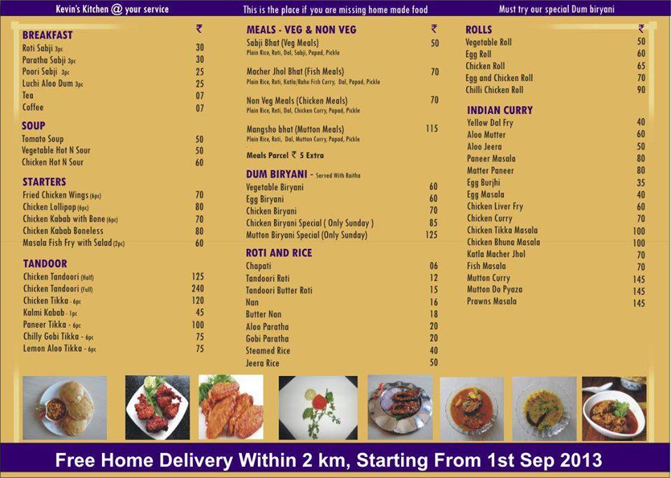 Menu at Kevin's Kitchen, Bengaluru, 43 Rama Temple Road