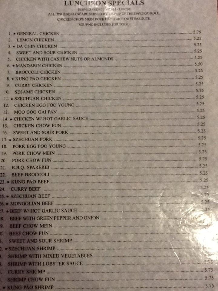 Menu at Pearl House restaurant, Citrus Heights