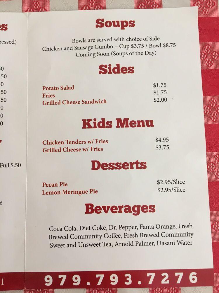 Menu at Bayou Boys PoBoys restaurant, Needville