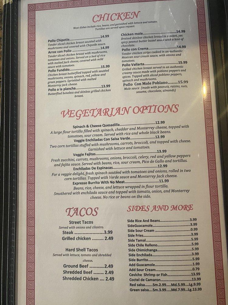 Menu at Casa Azteca Mexican Restaurant, Fort Pierce