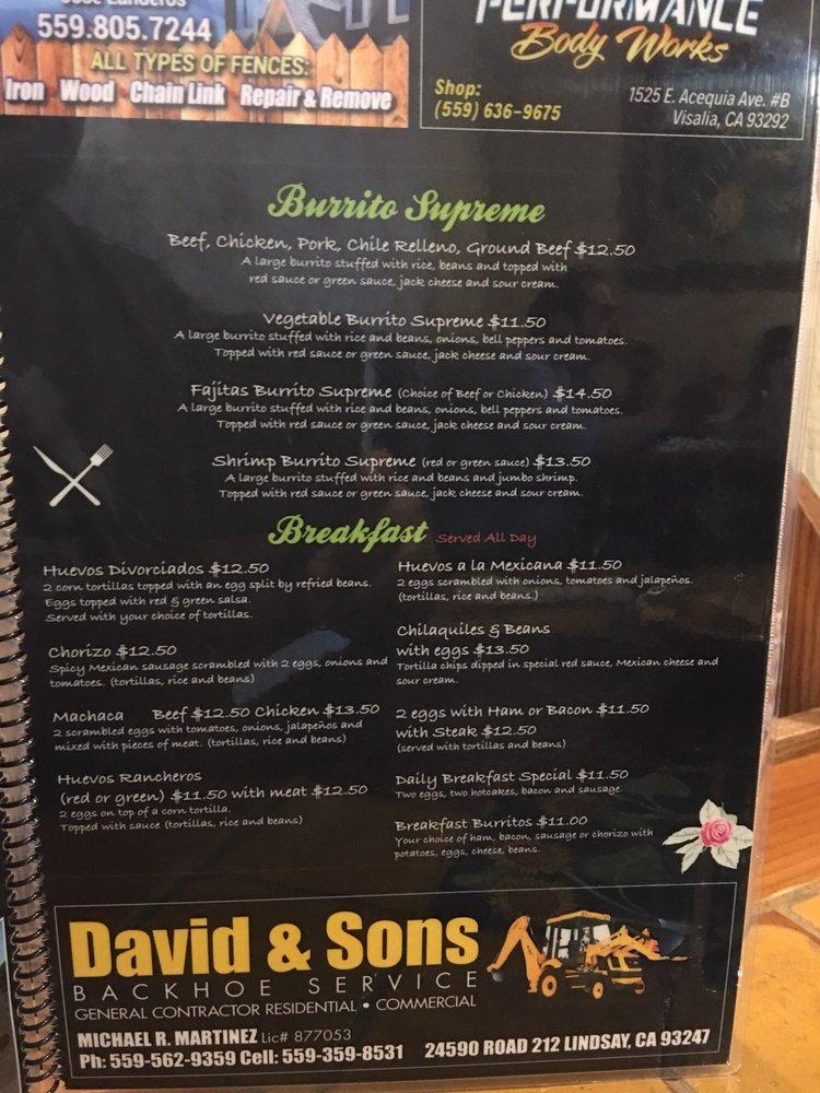 Menu at El Rosal Bar & Grill, Visalia, W Noble Ave