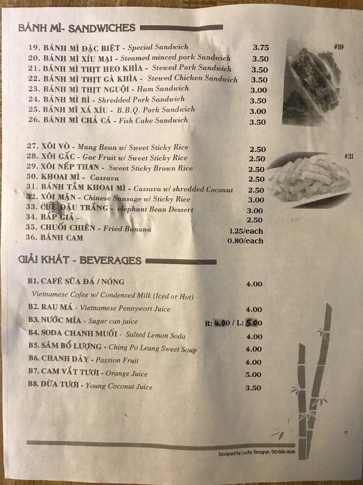 Menu at Fung Wong Bakery, Oakland