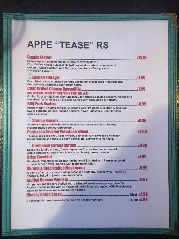 Menu at Hot Shots Bar & Grill, Chester