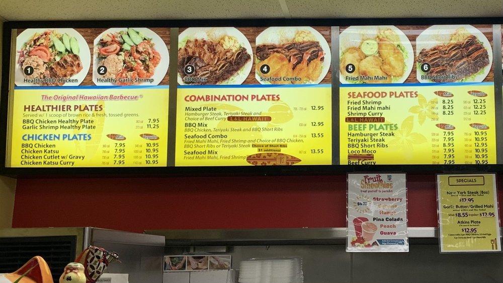 Menu at L&L Hawaiian Barbecue, Laie