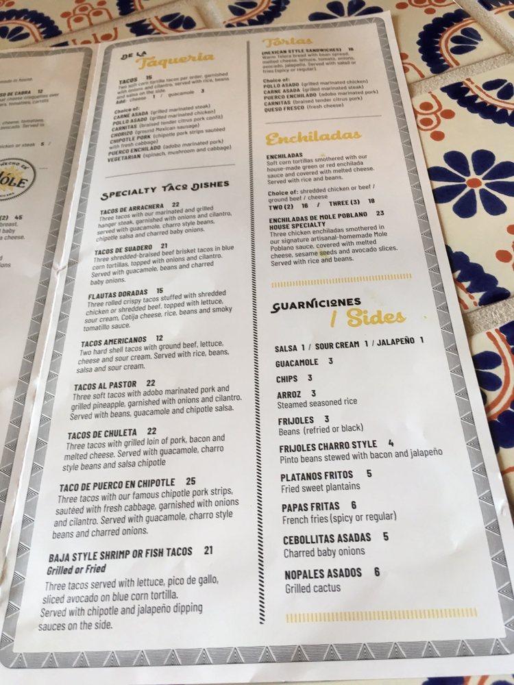 Menu at Mole Cantina Mexicana restaurant, Wellington, S State Rd 7 #150