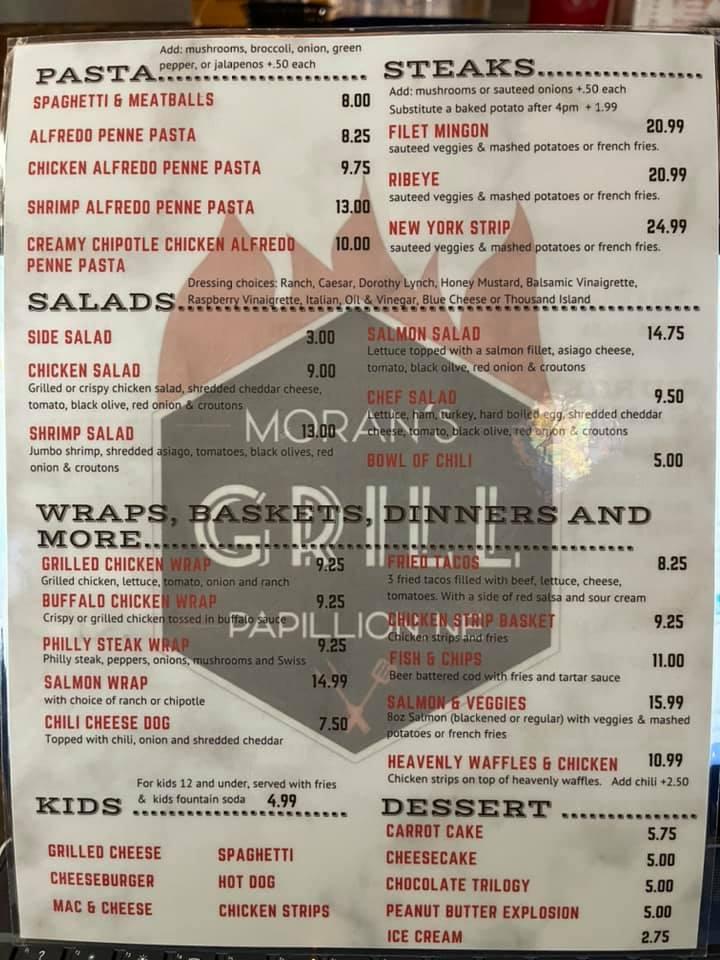 Menu at Moran’s Grill pub & bar, Papillion