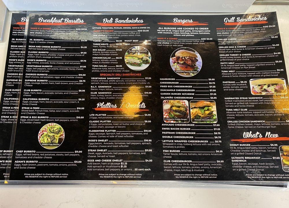 Menu at Rose Cafe Lake Forest, Lake Forest