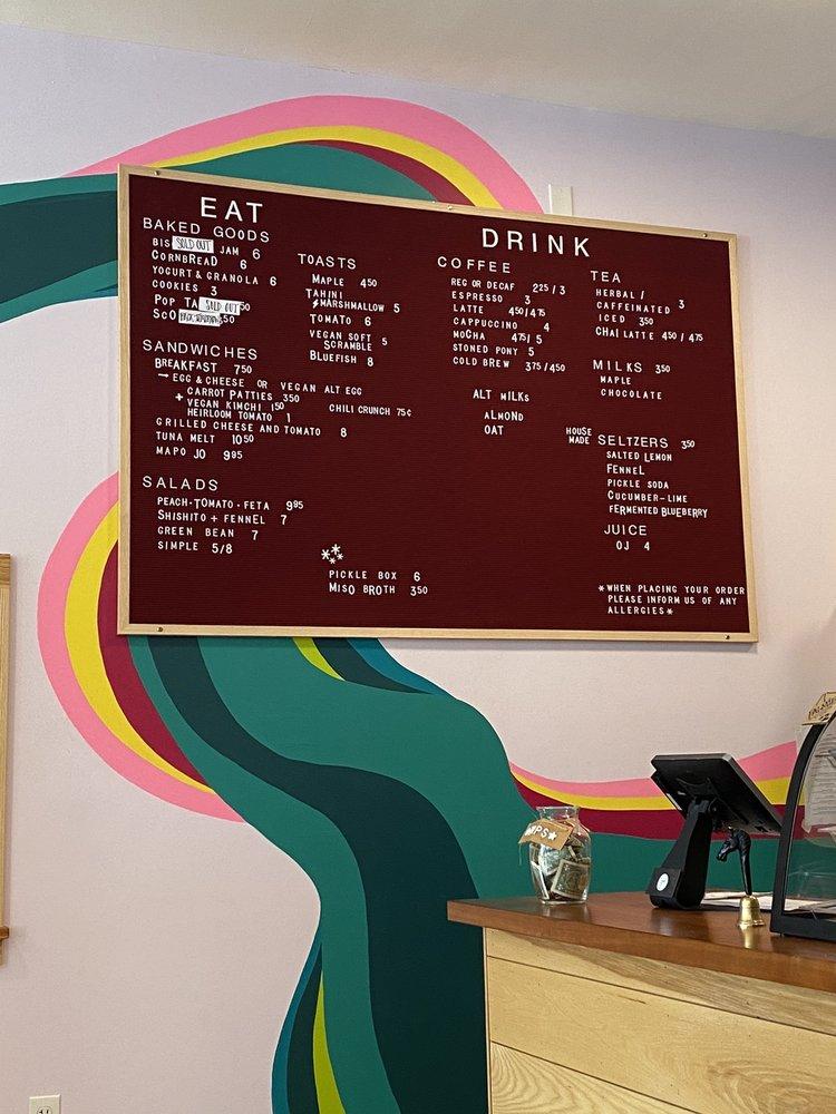 Menu at The Upper Bend cafe, Montague