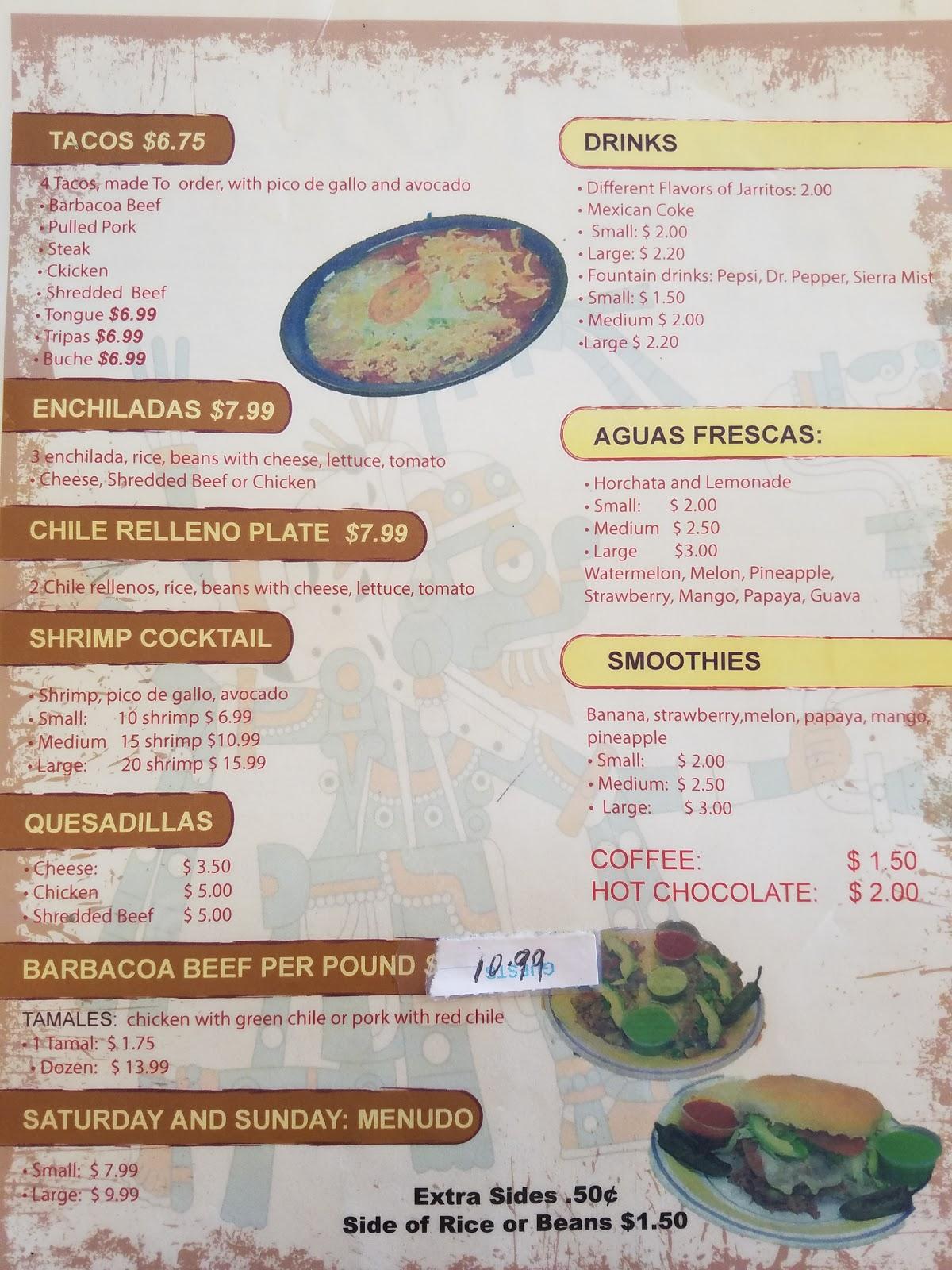 Menu at Tortas Rainbow restaurant, Española, 745 N Riverside Dr