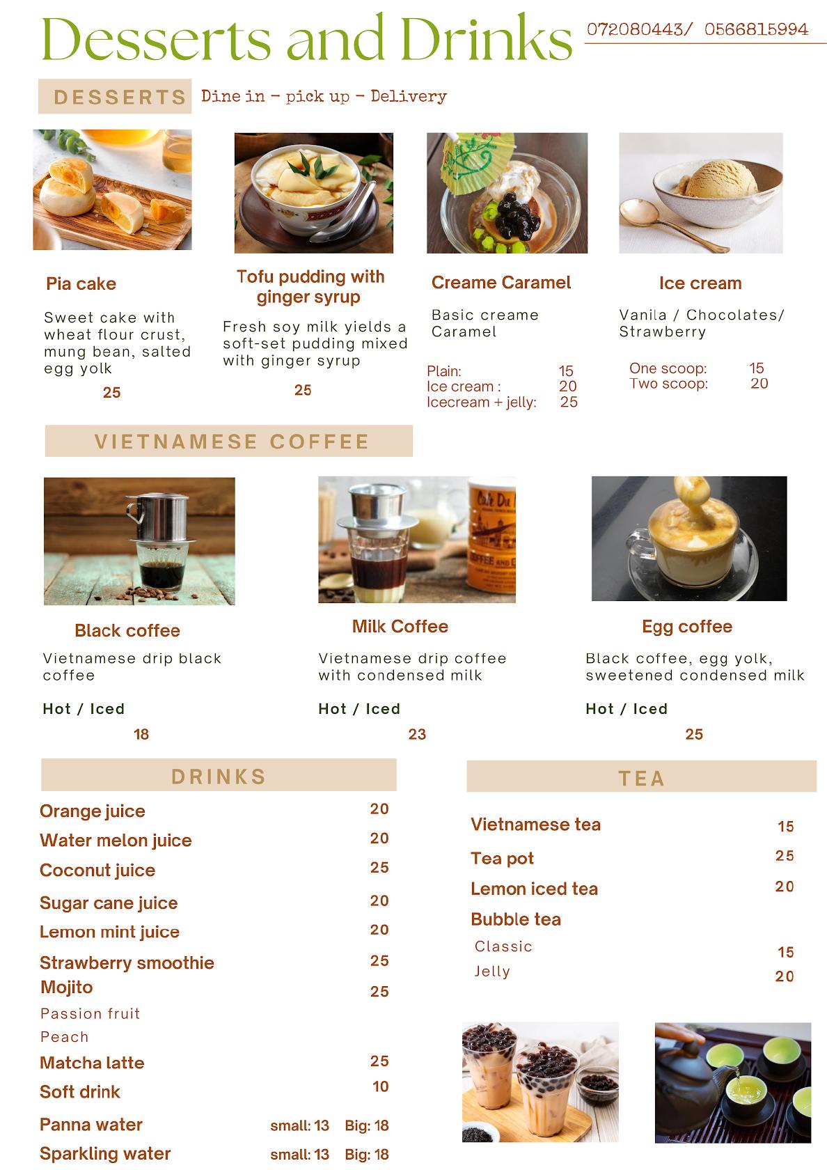 Menu at Vietnamese Corner Restaurant, UAE