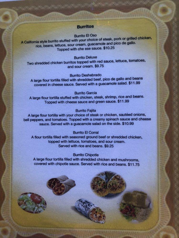 Menu at El Oso Mexican Grill pub & bar, Columbia