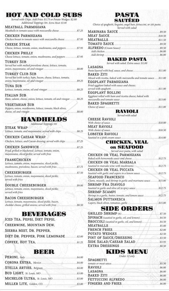 Menu at Francesco's Pizza Italian pizzeria, Winston-Salem, 930 Gramercy ...
