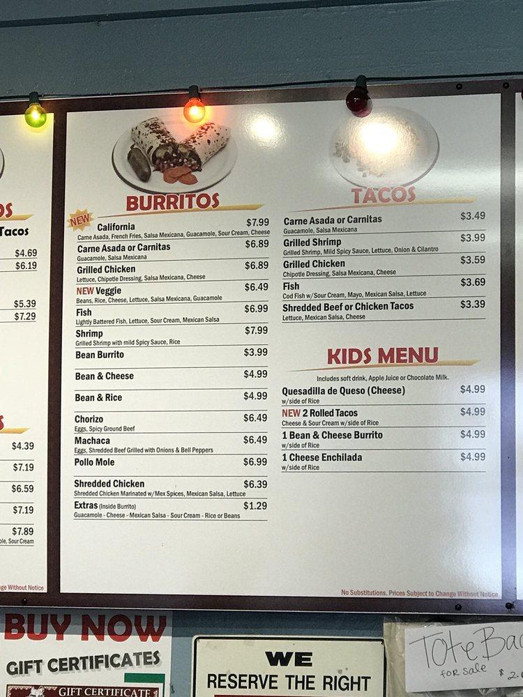 Menu at Lourdes Mexican Food restaurant, Escondido, 650 S Escondido Blvd