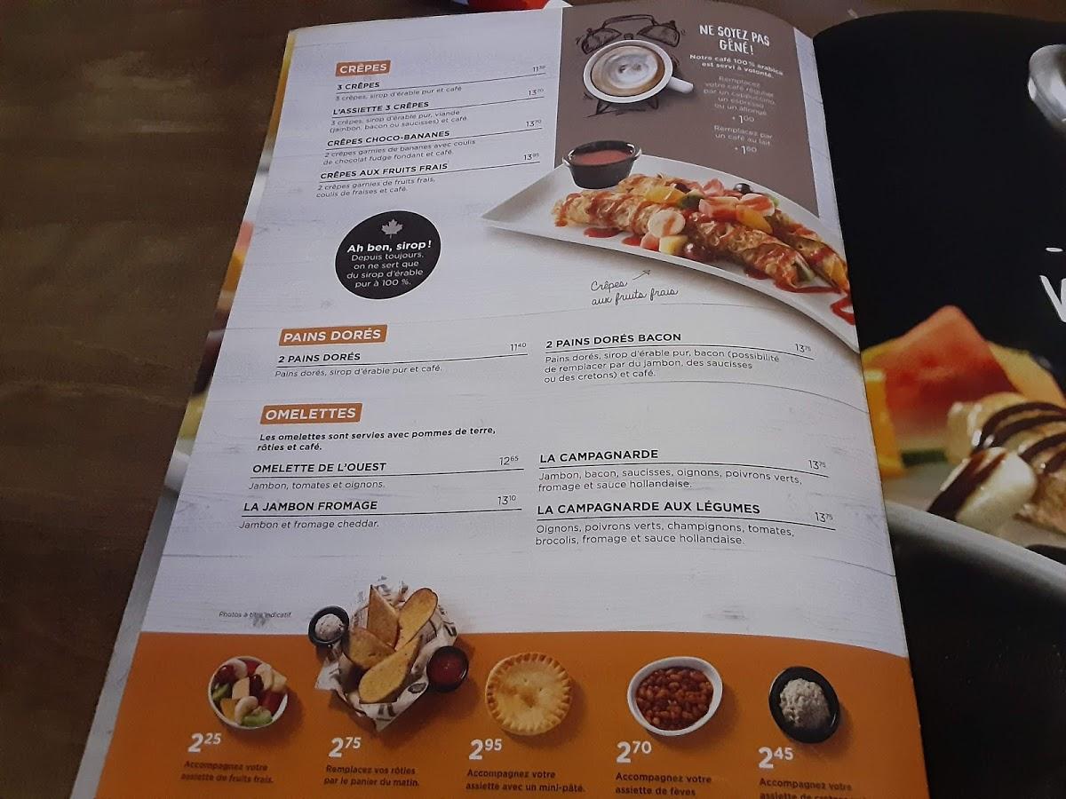 Menu at Normandin pizzeria, Rivière-du-Loup