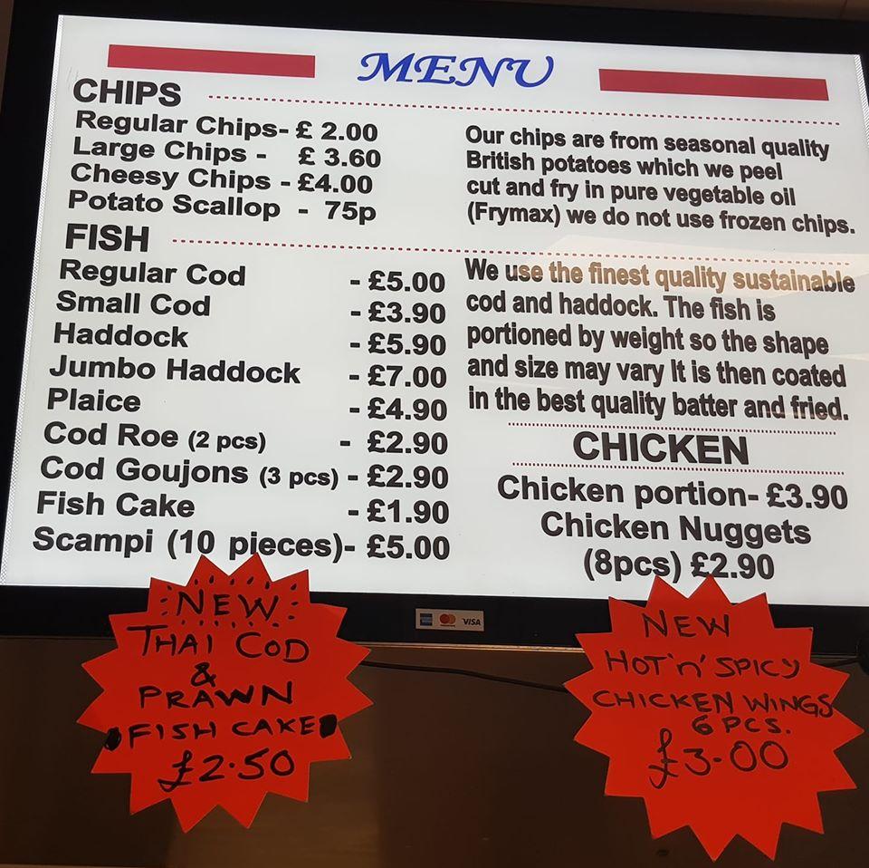 Menu at Cor Blimey restaurant, Bourton-on-the-Water
