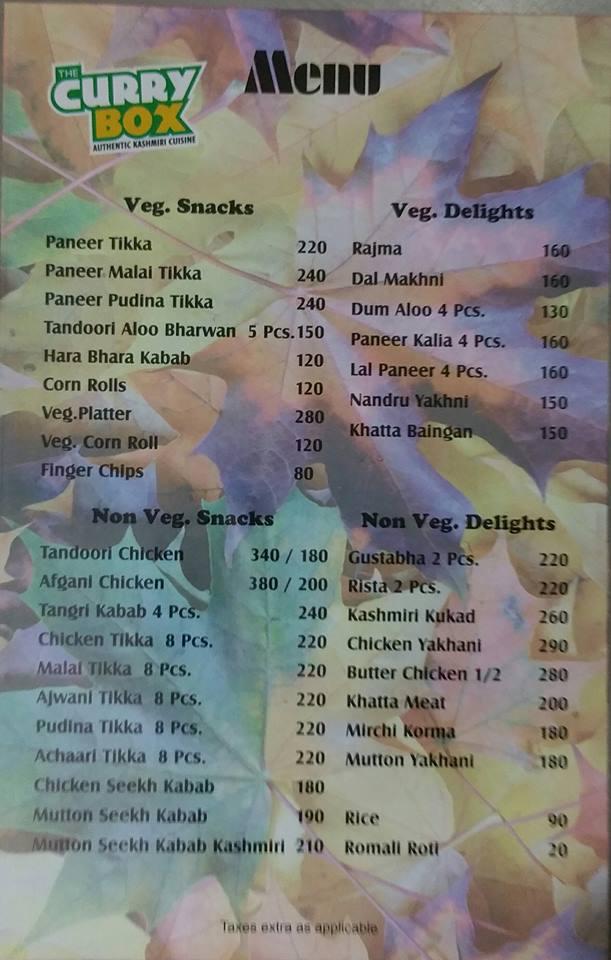 Menu at The Curry Box Kashmiri Authentic Cuisine Restraunt, Ludhiana