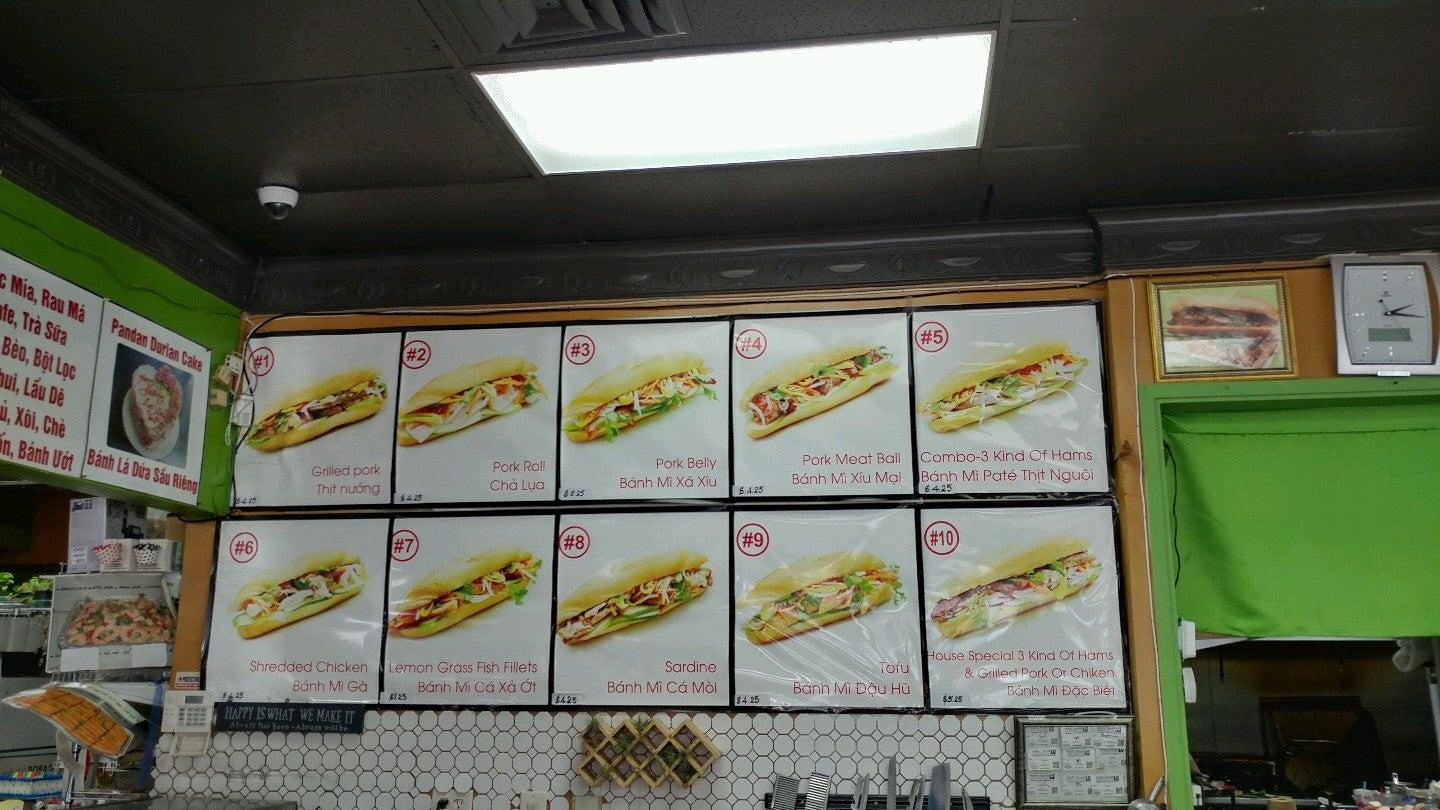 Menu at Tony's Bakery, Seattle
