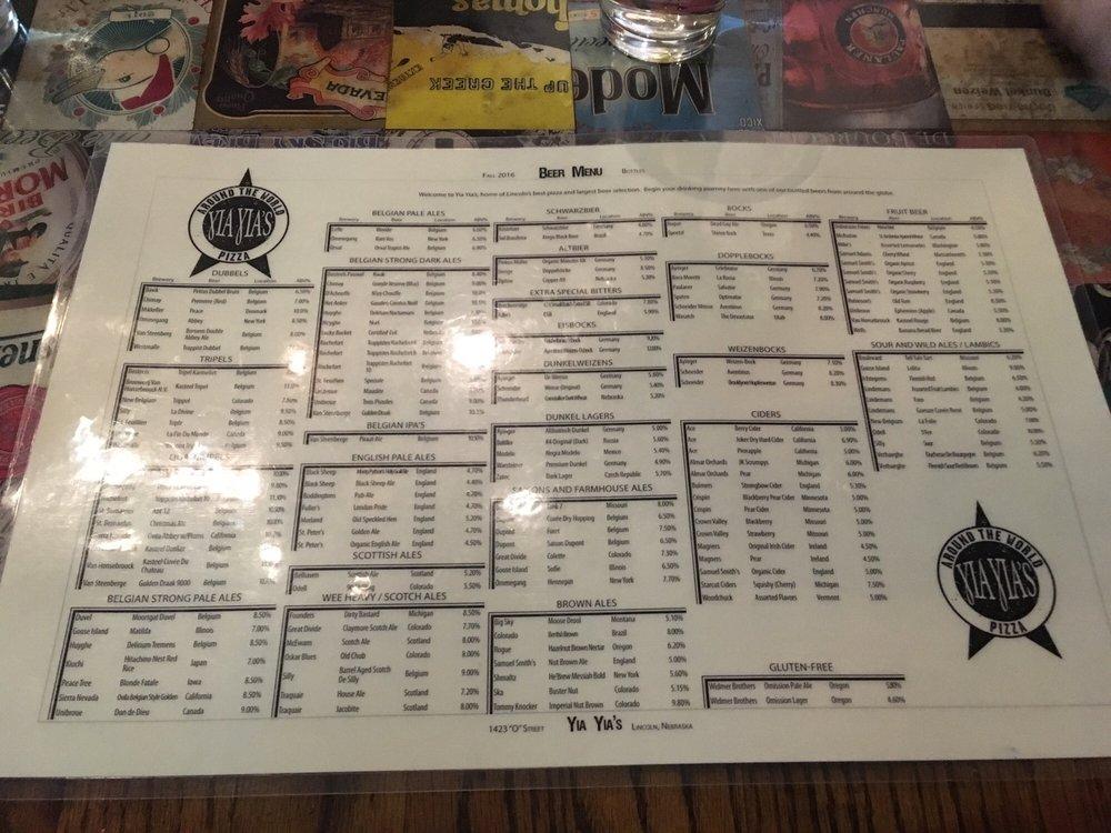 Menu at Yia Yia's pub & bar, Lincoln, O St