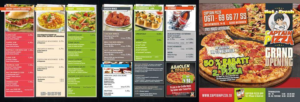 Menu at Captain Pizza, Wiesbaden