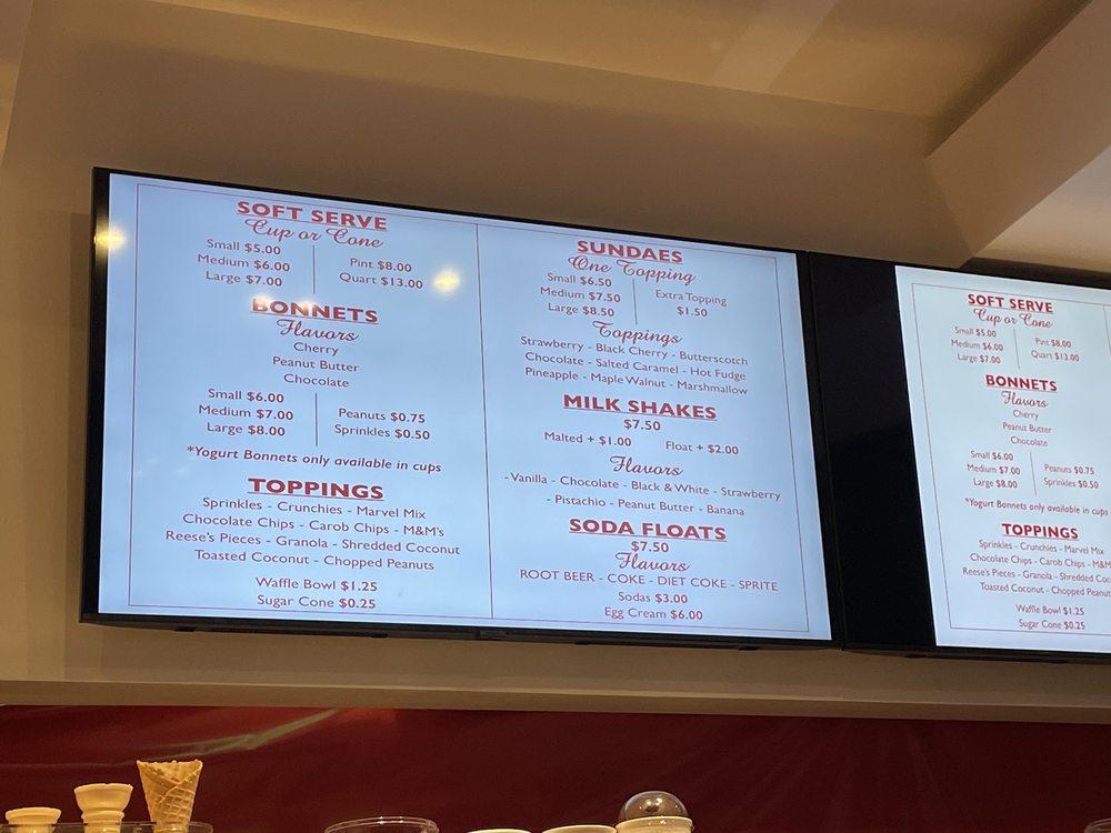 Menu at Marvel Frozen Dairy, New York City
