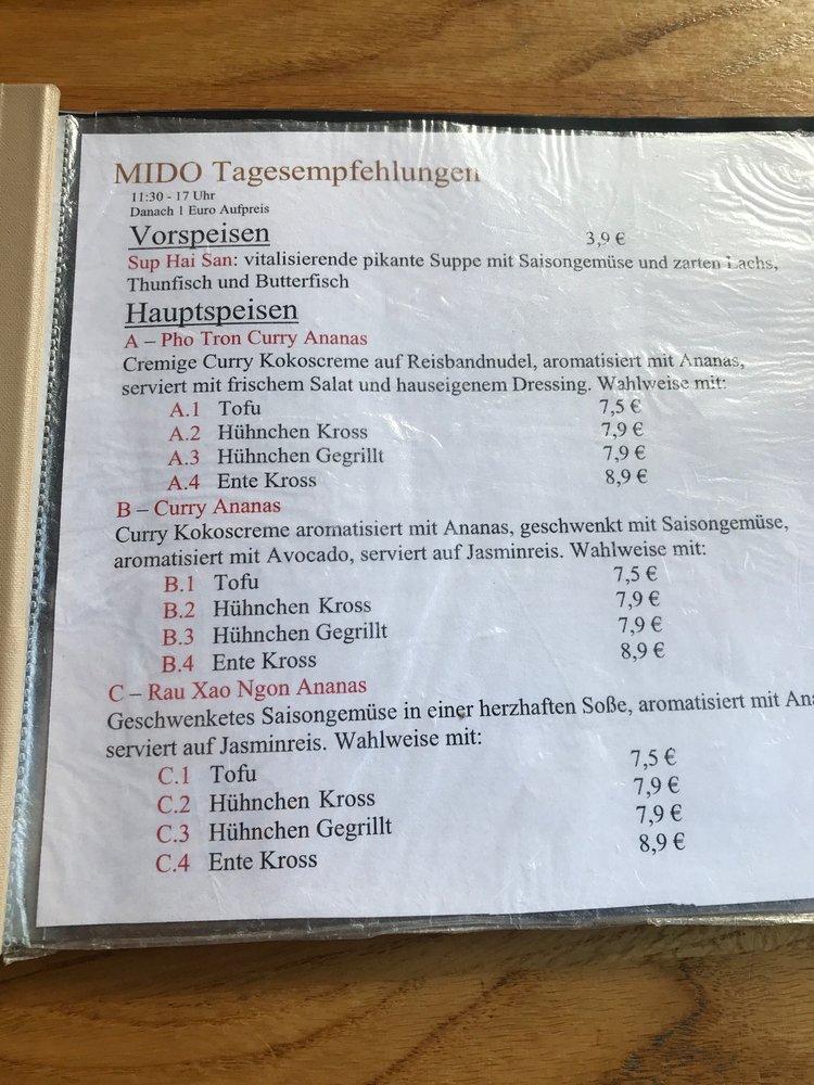 Menu at Mido Restaurant, Berlin