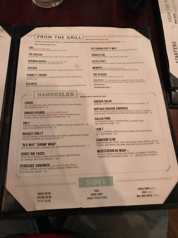 Menu at Cameron Bar & Grill, Raleigh