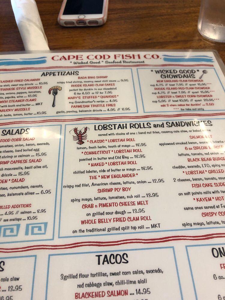 Menu at Cape Cod Fish Co restaurant, Fort Myers