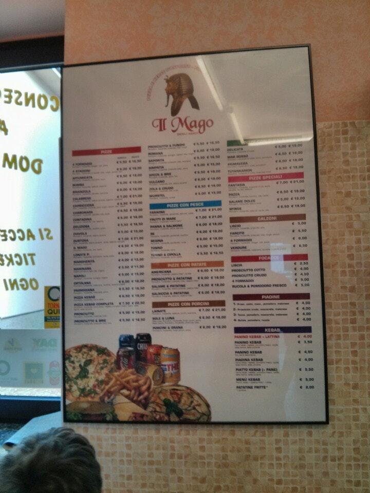 Menu at Pizzeria Kebab And The Wizard, Lonate Pozzolo