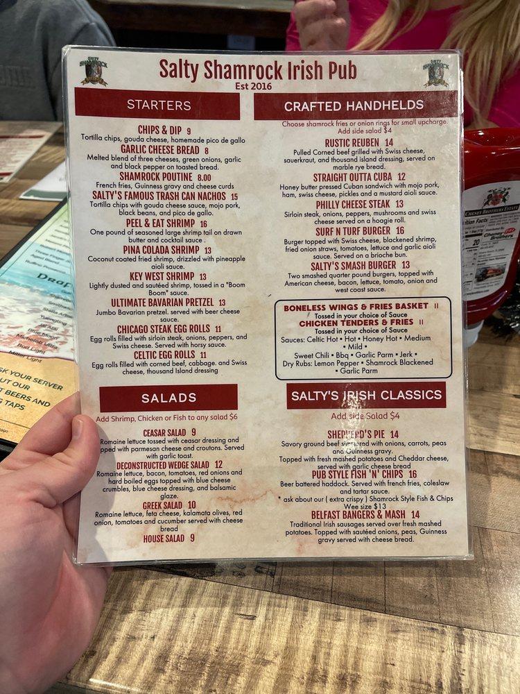 Menu at SALTY SHAMROCK IRISH PUB, Apollo Beach, N U.S. Hwy 41