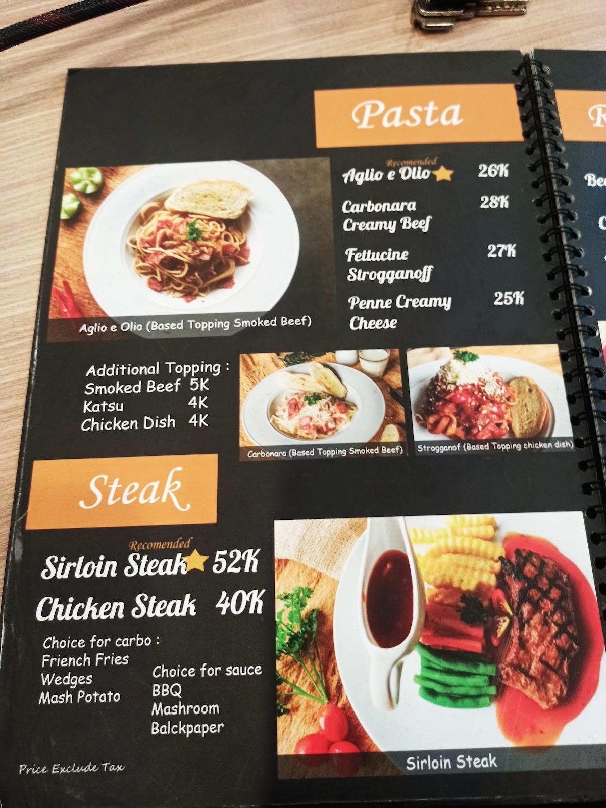 Menu at Sans. Co Space cafe, Bandung