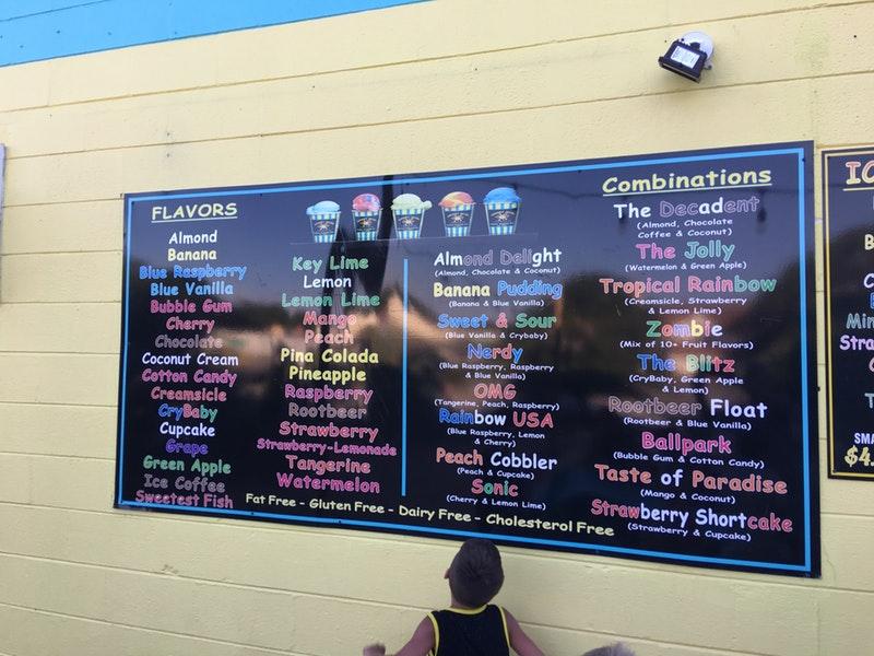 Menu at Sunset Slush restaurant, Oak Island, E Oak Island Dr