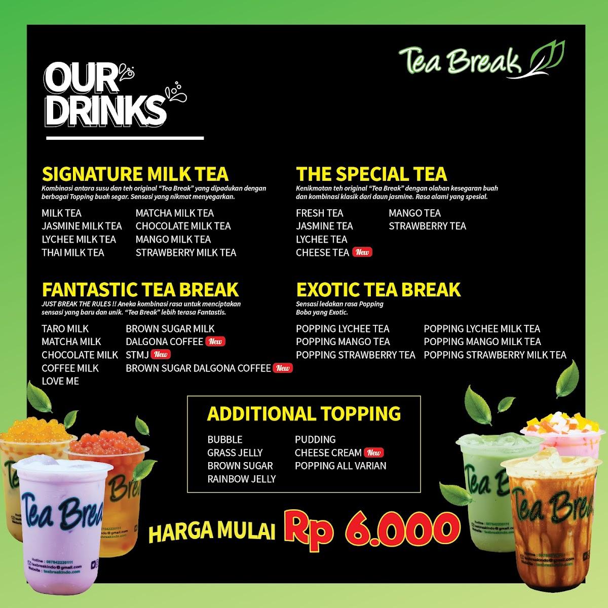 Menu at Tea Break - Tanggul cafe, Jember, Jl. Dr. Subandi No.11
