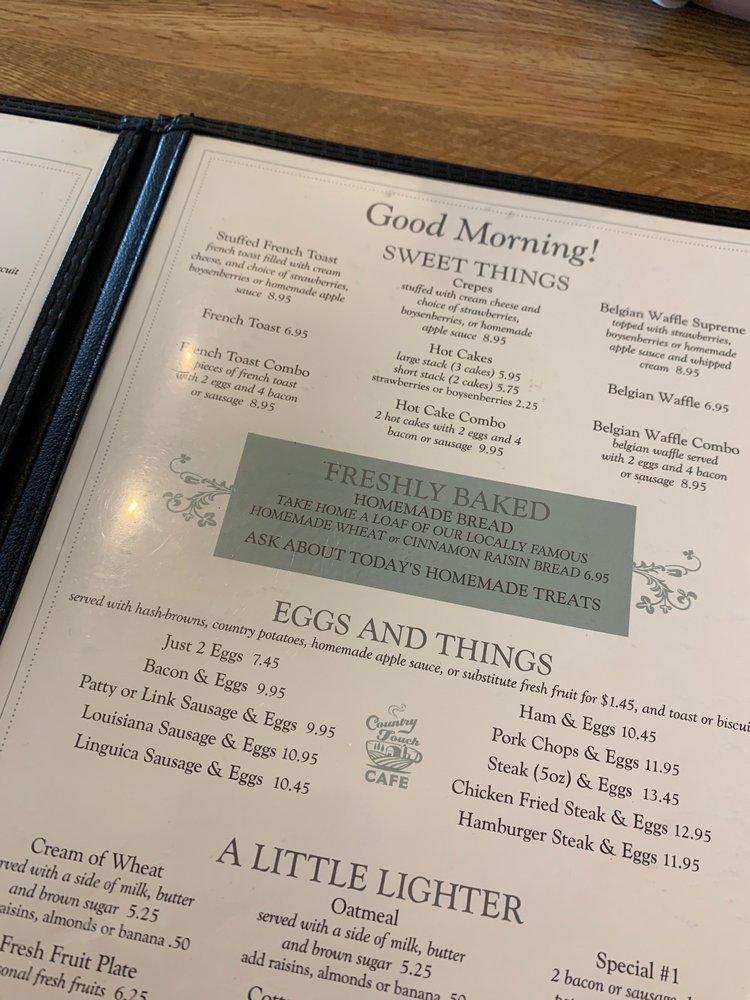 Menu at Country Touch Cafe, Atascadero, El Camino Real