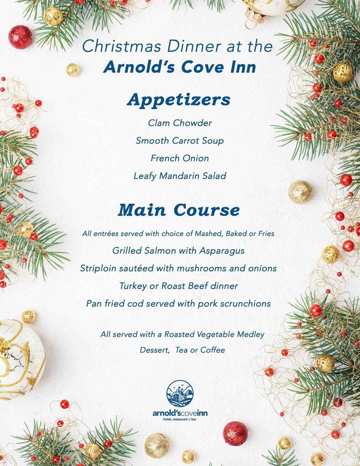 Menu at Arnold's Cove Inn, Arnold's Cove