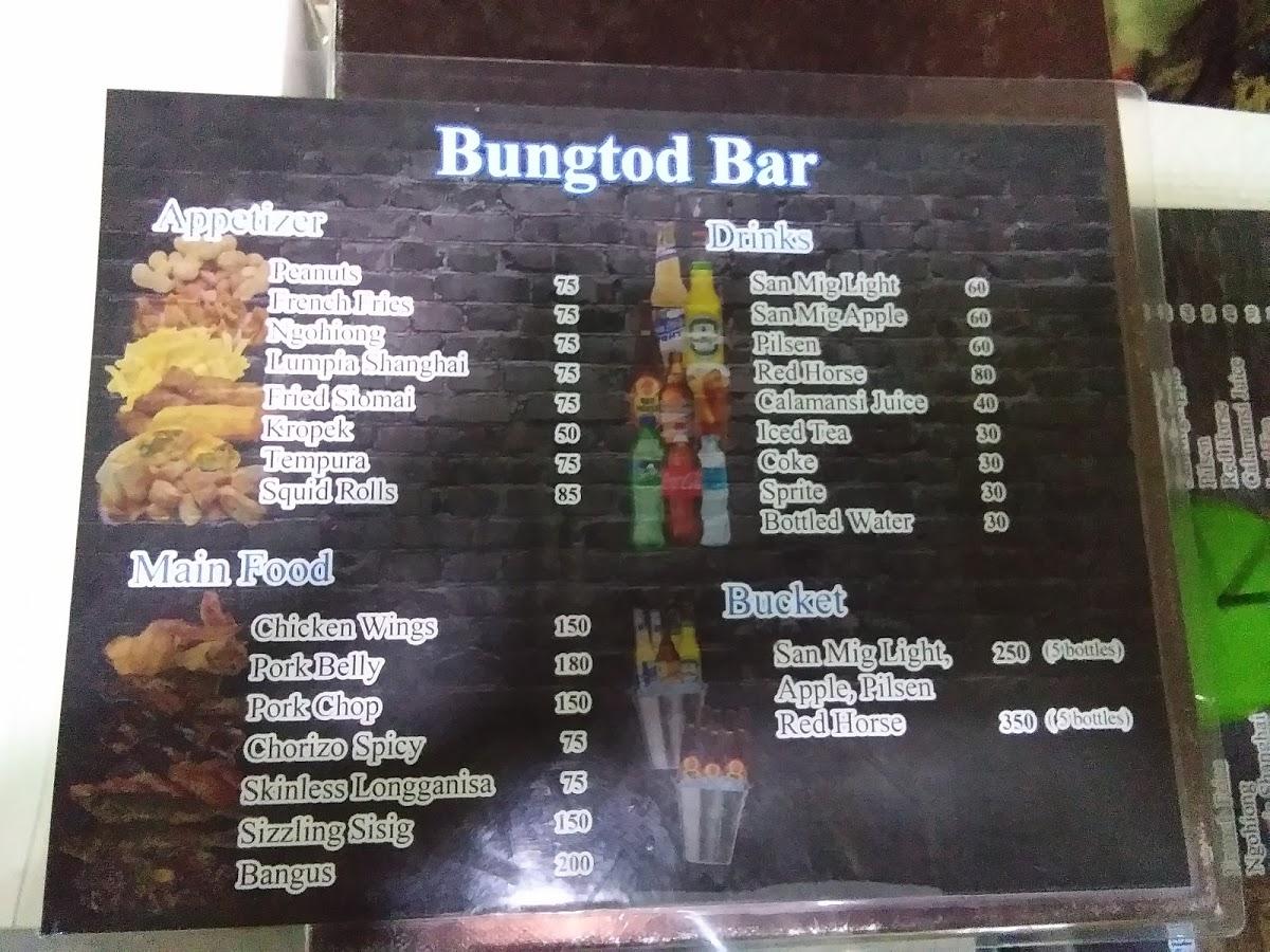 Menu at BUNGTOD BAR, Carcar City