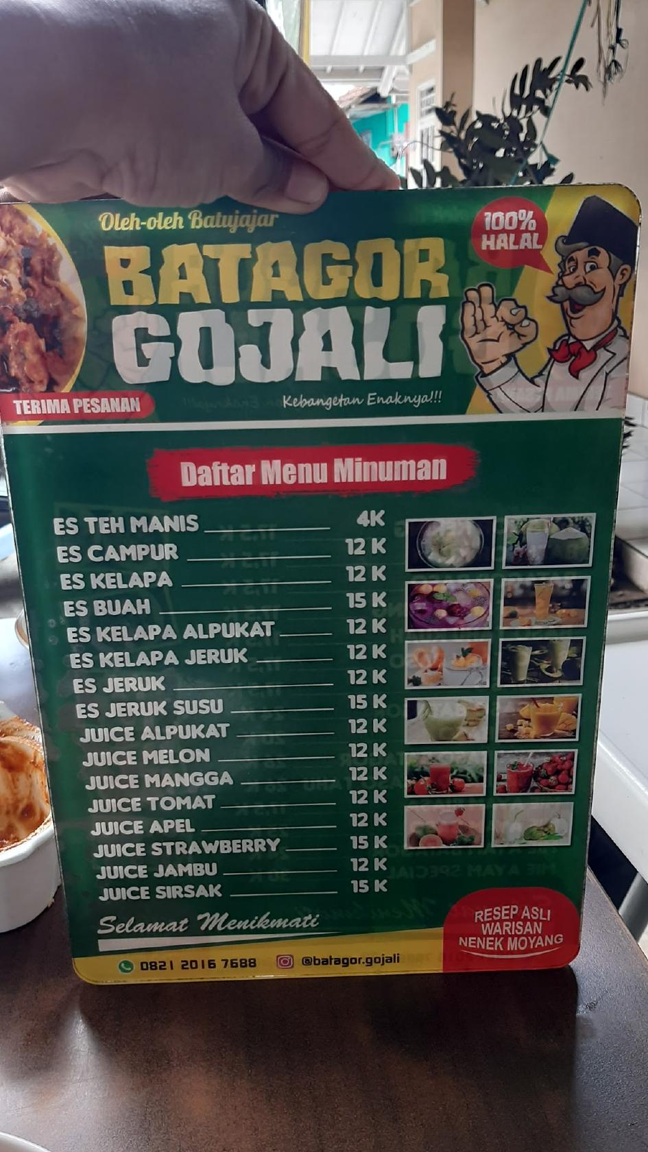 Menu at Batagor Gojali restaurant, Batujajar, Jl. Sukawargi No.05