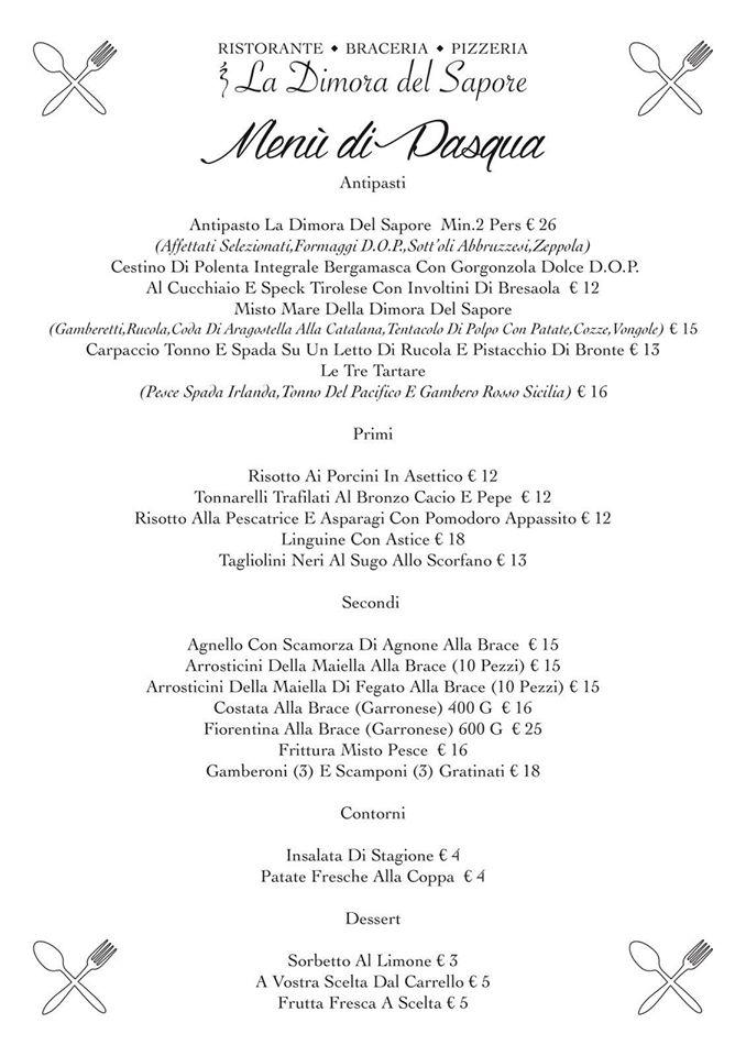 Menu da La Dimora Del Sapore ristorante, Treviglio