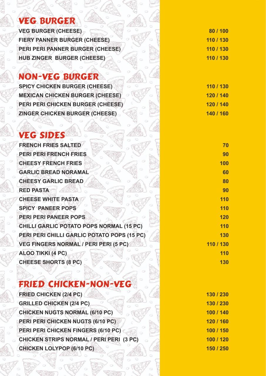 Menu at Pizza Hub, Mangaluru