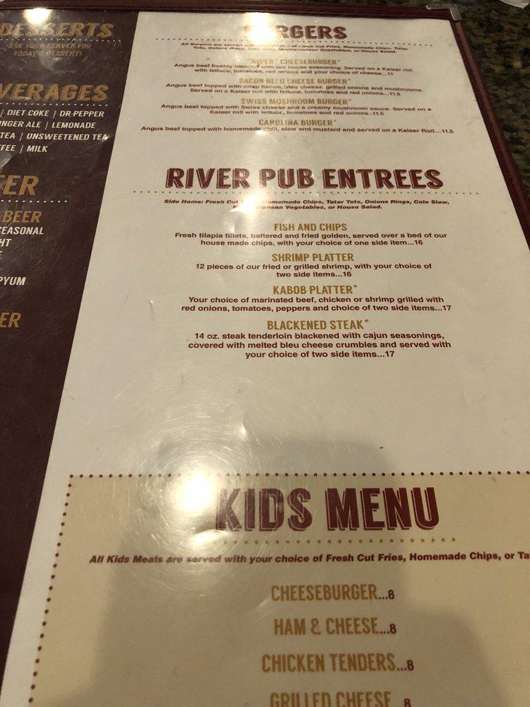 Menu at River Pub, Raleigh