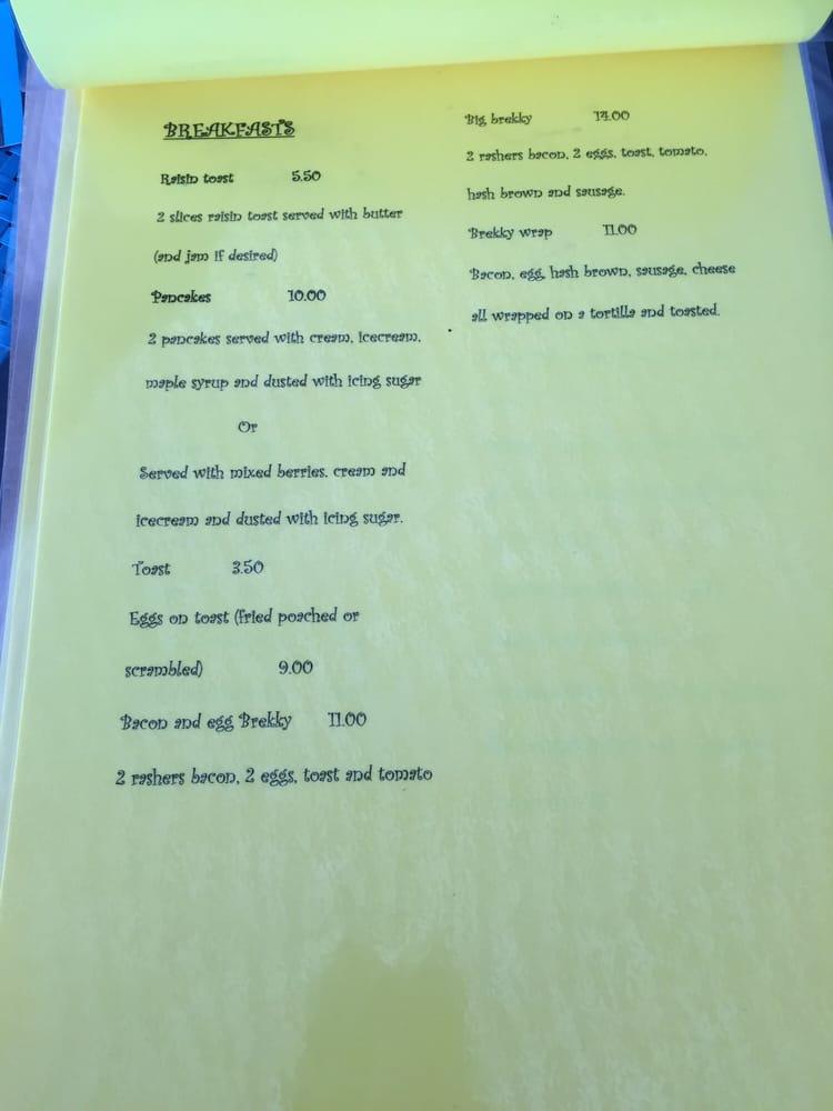 Menu at B.L.D Tuckerbox cafe, Miriam Vale, 7/27 Blomfield St